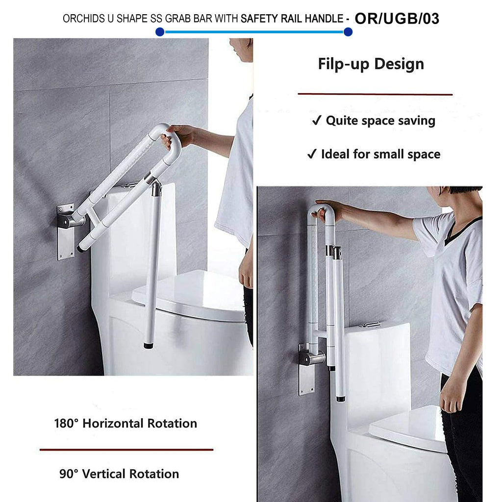 Orchids U Shape SS Grab Bar with Safety Rail Handle (OR-UGB-03)